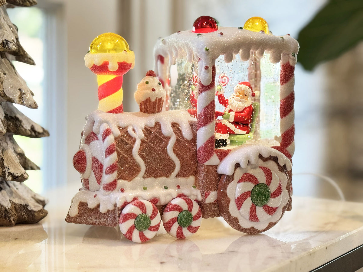 Gingerbread Train Water Globe With Santa In Swirling Glitter - 2803660 ...
