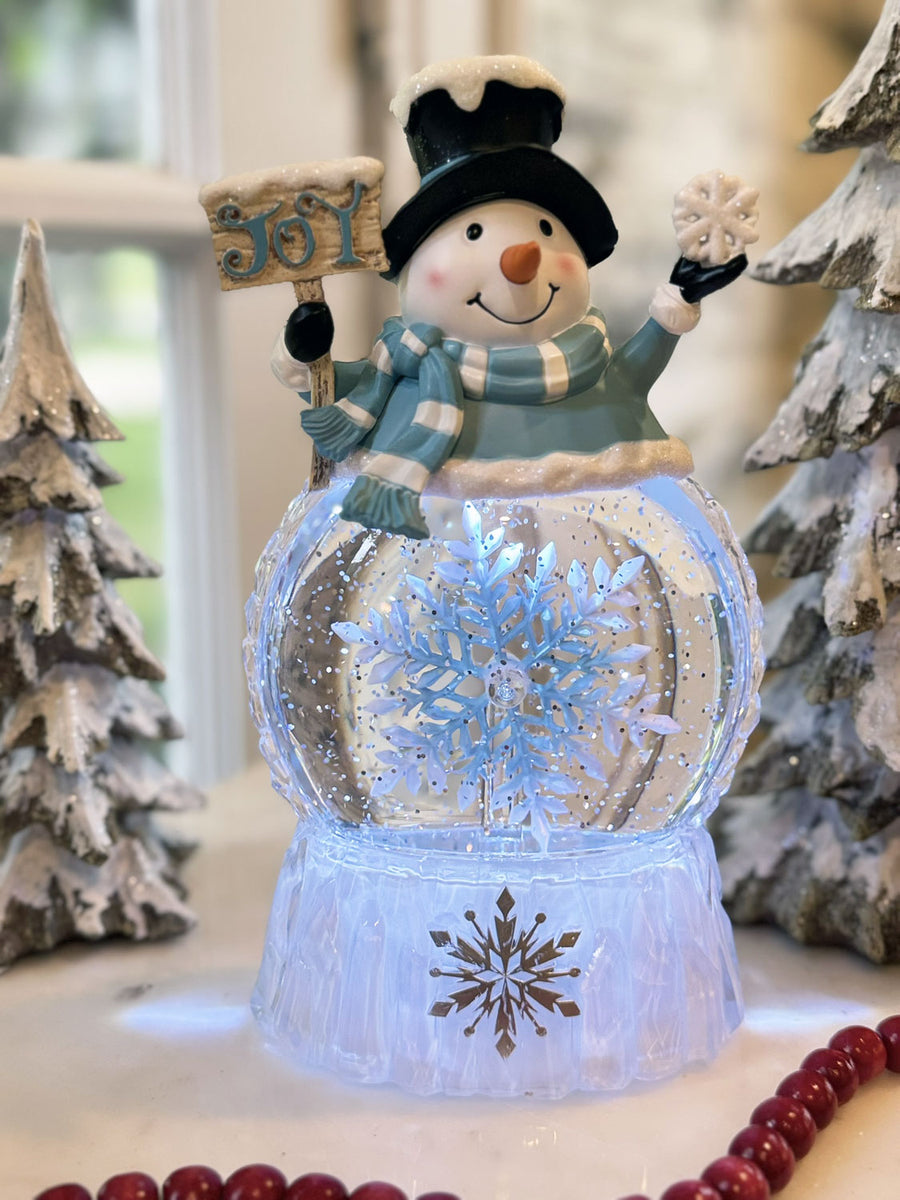 Lighted Swirl Snowman with Rotating Snowflake Water Lantern In Swirling ...